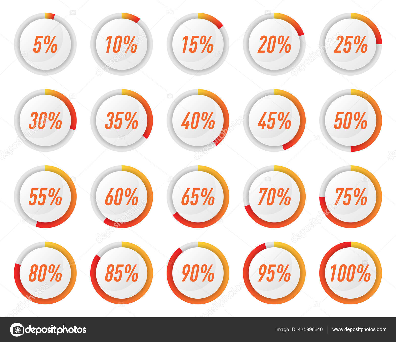 Collection Orange Circle Percentage Diagrams Infographics — Stock Photo ...