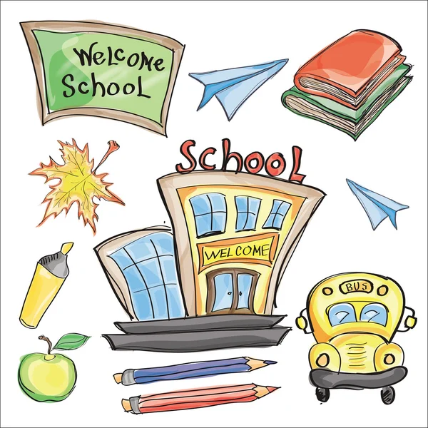 Welcome Back to School Classroom Supplies Notebook Doodles Stock Vector ...