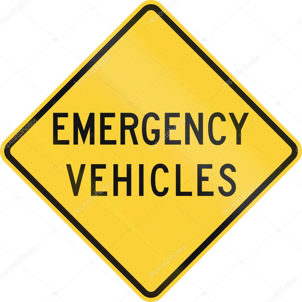 US warning traffic sign: Emergency vehicles — Stock Photo © jojoo64 ...