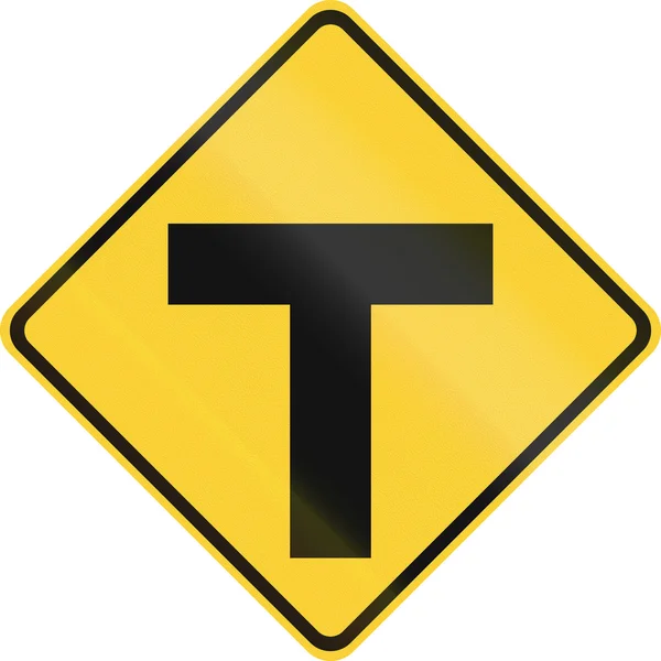 United States MUTCD warning road sign - T-Intersection — Stock Photo ...
