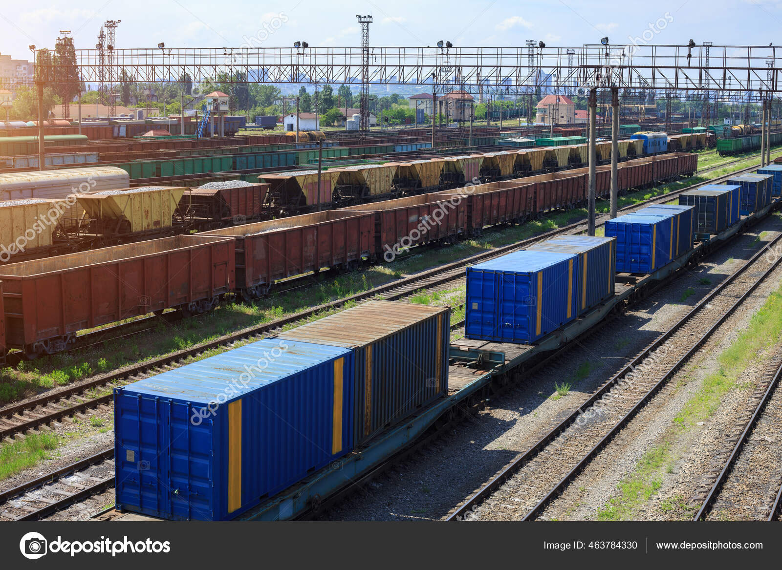 Freight Trains City Cargo Terminal Railways Train Parking Arain Arrived ...