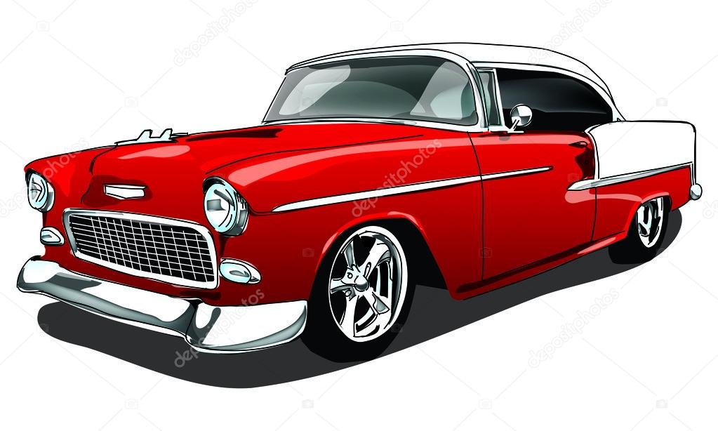 Vector Classic Vintage Car with single layer background color Stock ...