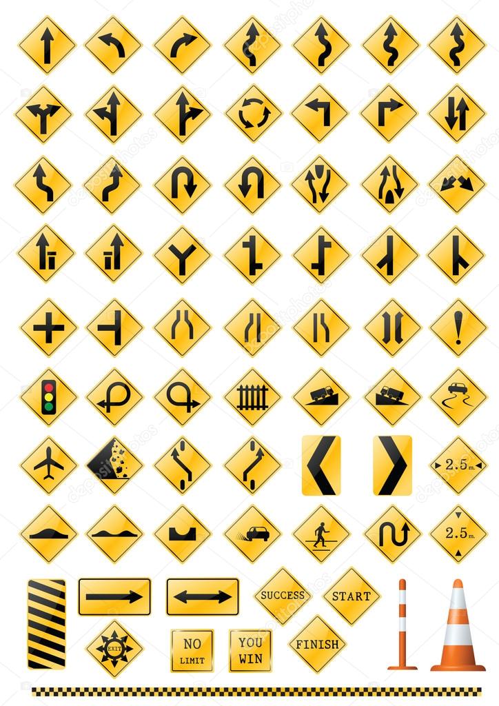Traffic alert signs icon set Stock Vector by ©ohm3417.hotmail.com 116254084