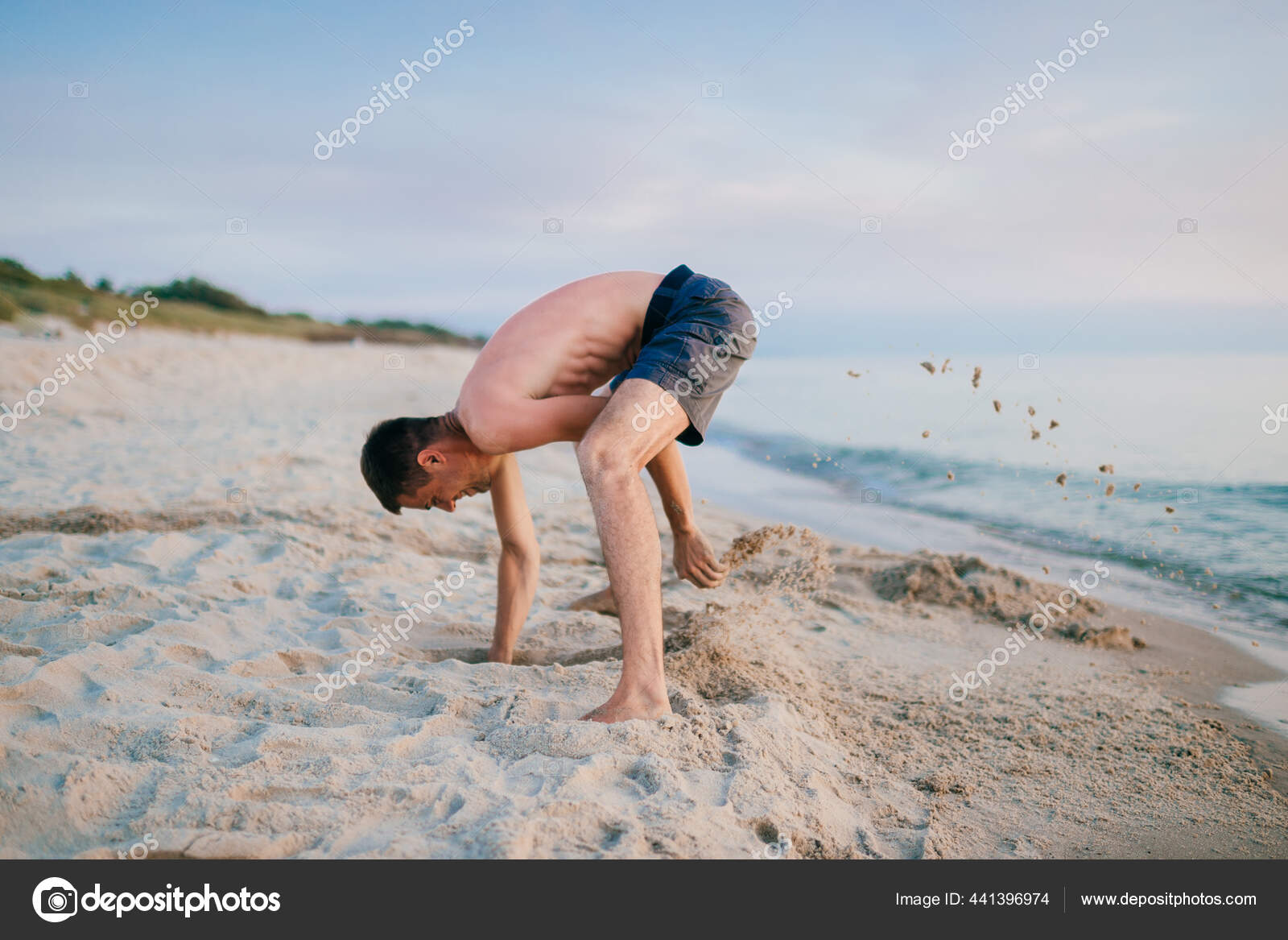 Digging A Hole At Beach