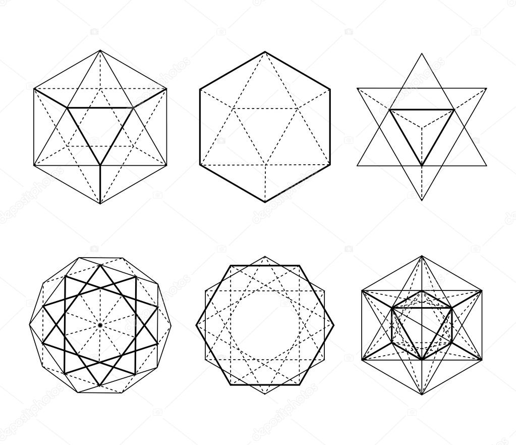 Conjunto de formas hexagonales. Formas cristalinas . Vector de stock ...