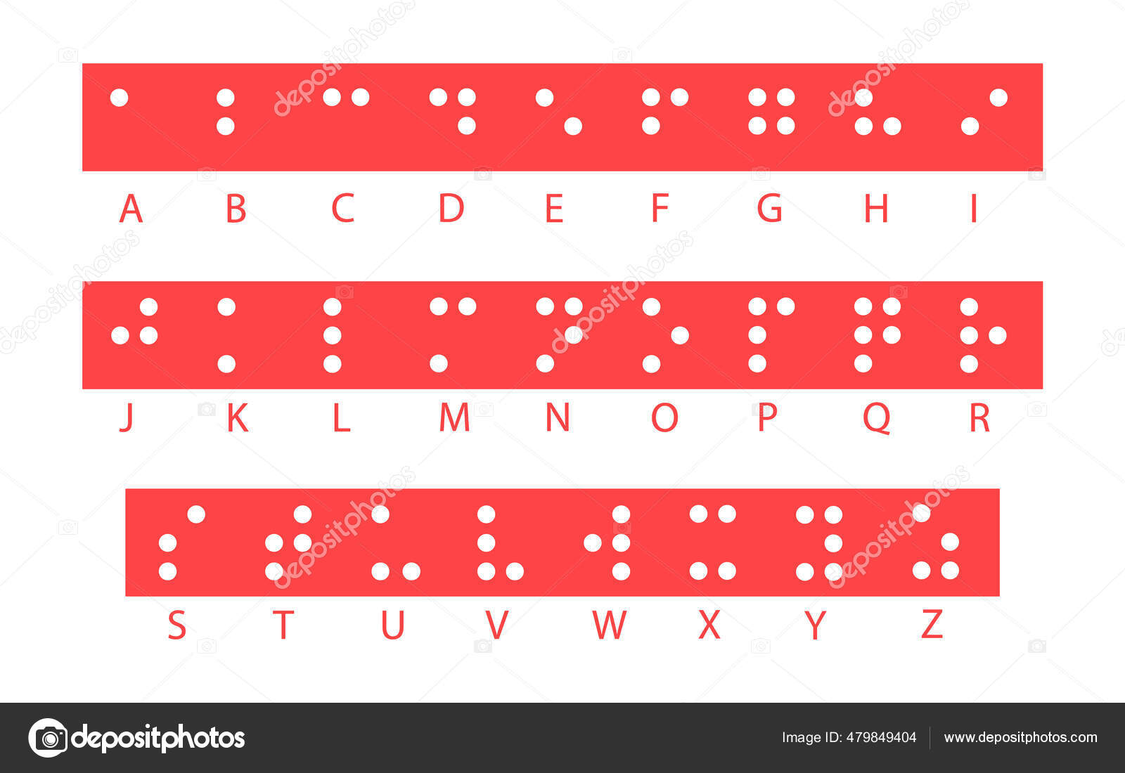 Braille alphabet letters, vector illustration. Tactile writing system ...