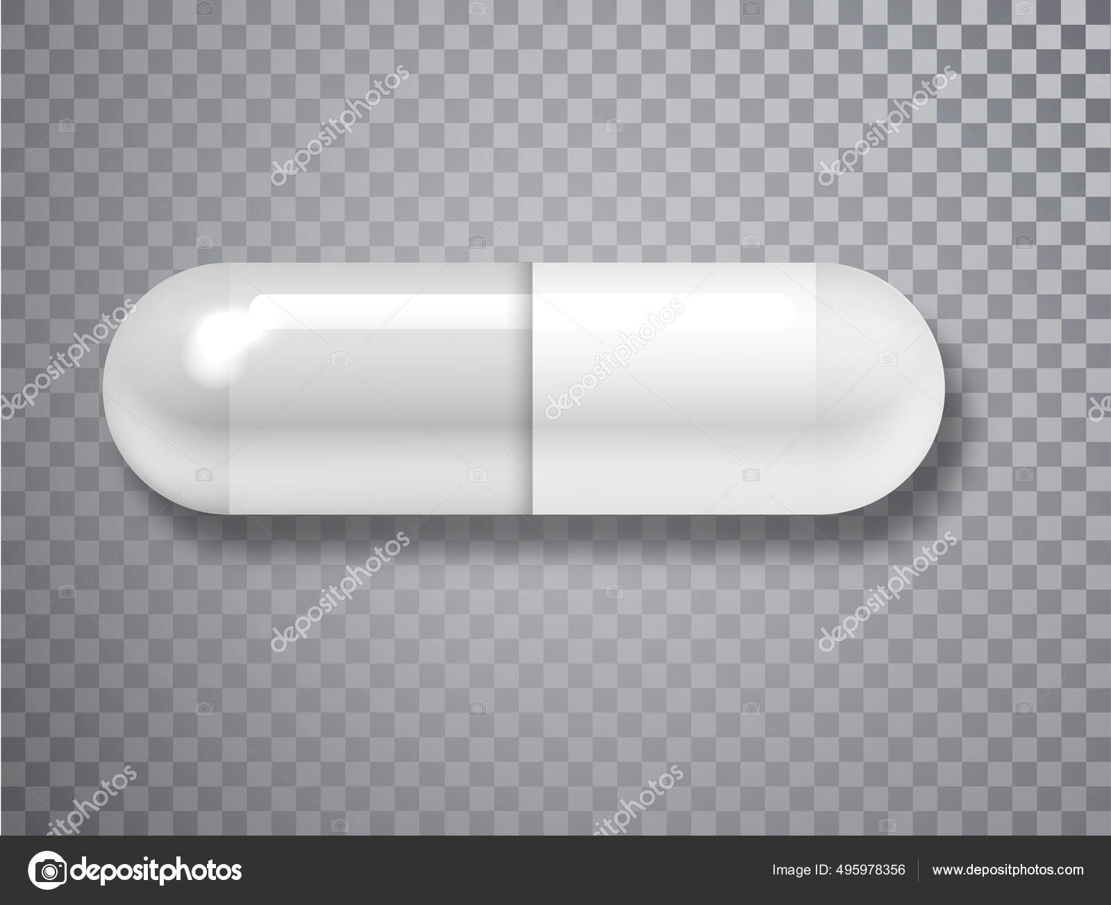 Pastilla cápsula con sombra aislada sobre fondo transparente. Cápsulas ...
