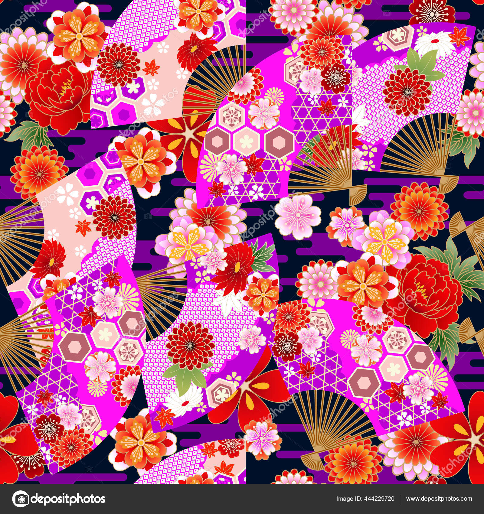 Seamless wallpaper with fans Stock Vector Image by ©rytova.maria.yandex ...