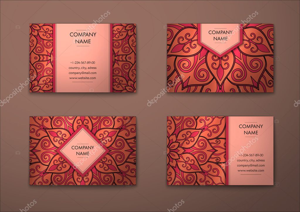 Vector vintage visiting card set Stock Vector by ©Kakapo_Studio 103156802