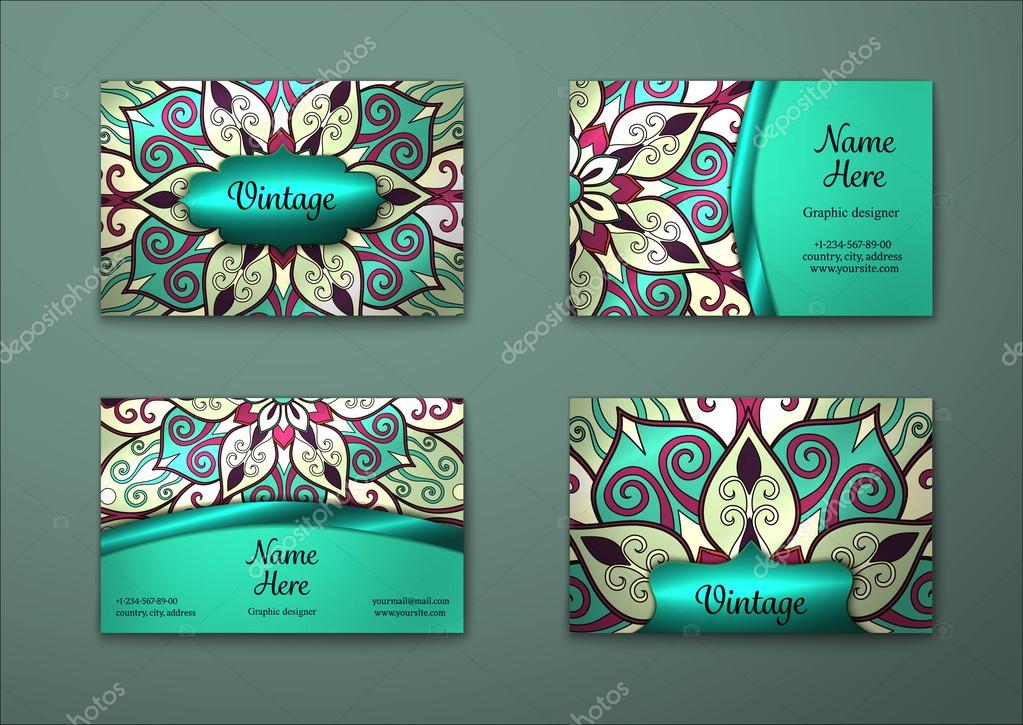 Vector vintage visiting card set. Stock Vector Image by ©Kakapo_Studio ...