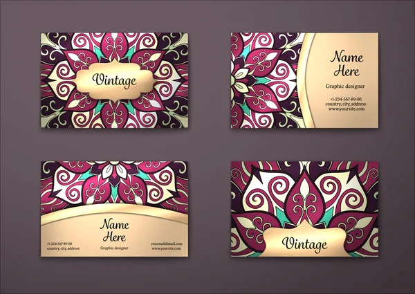 Vector vintage visiting card set. Stock Vector by ©Kakapo_Studio 104124660