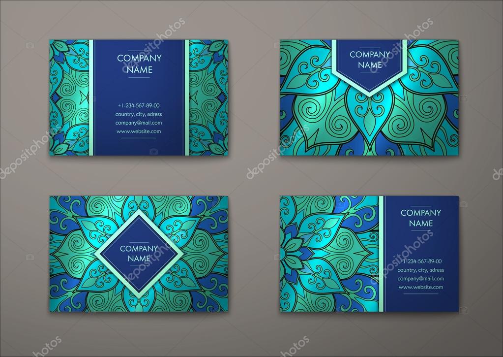 Vector vintage visiting card set Stock Vector by ©Kakapo_Studio 107165500