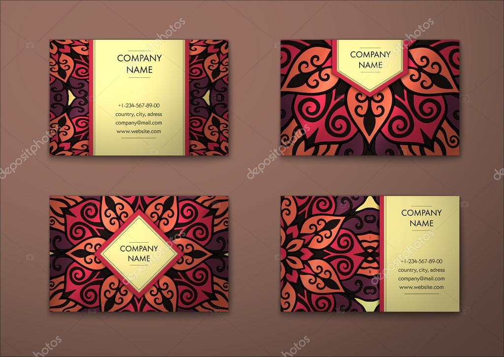 Vector vintage visiting card set Stock Vector by ©Kakapo_Studio 107165608