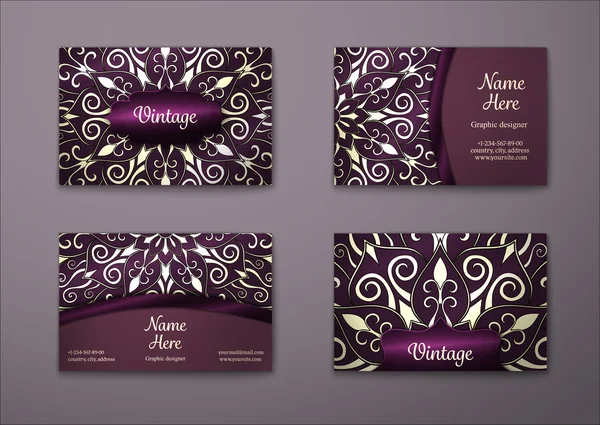 Vector vintage visiting card set. Stock Vector by ©Kakapo_Studio 104124660