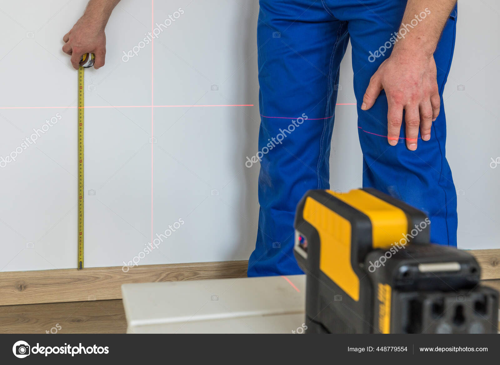 Specialist Makes Measurements Wall Measuring Stick Electronic Laser ...