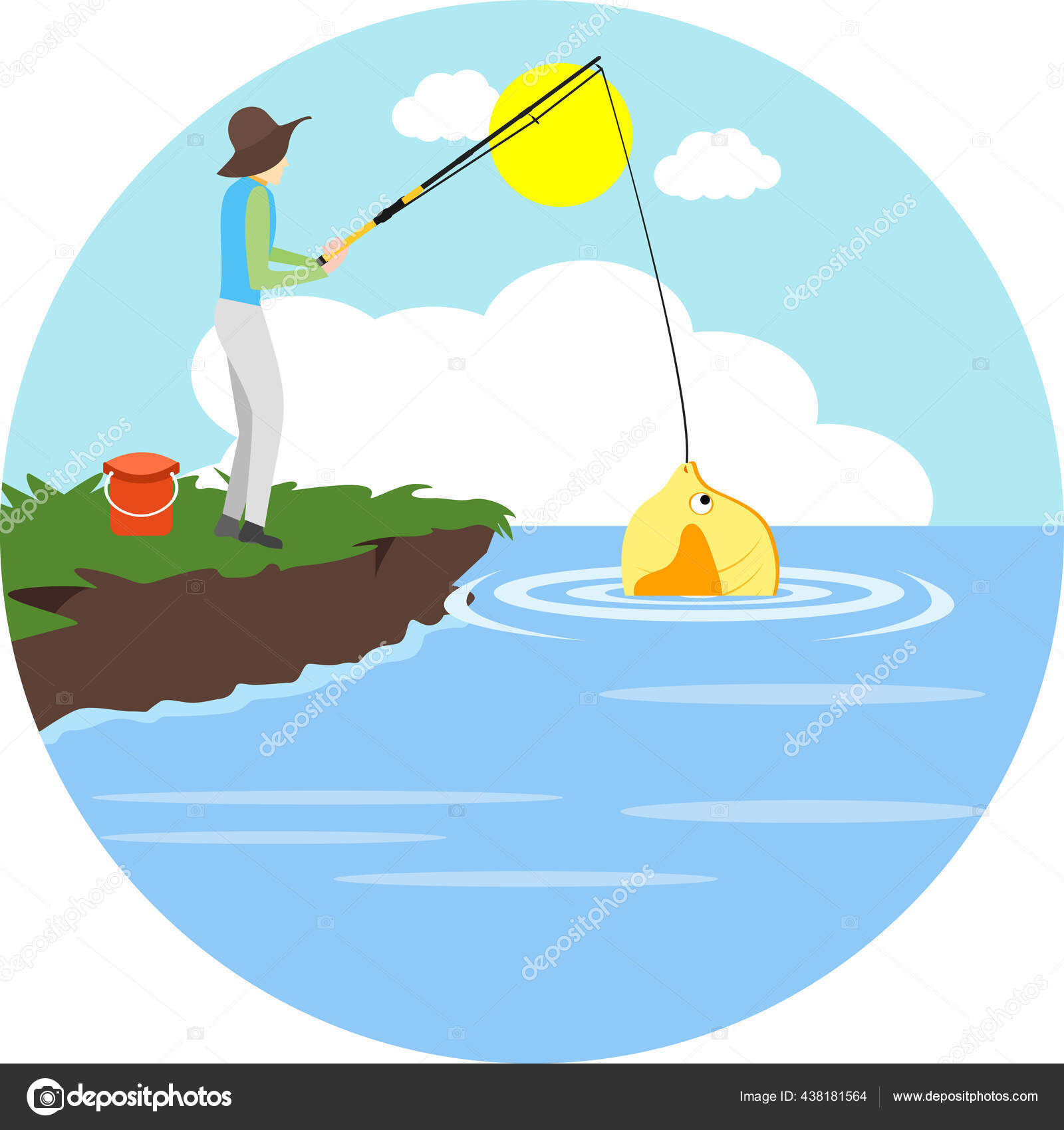 Fishing Lake Stock Vector by ©popcornarts 438181564