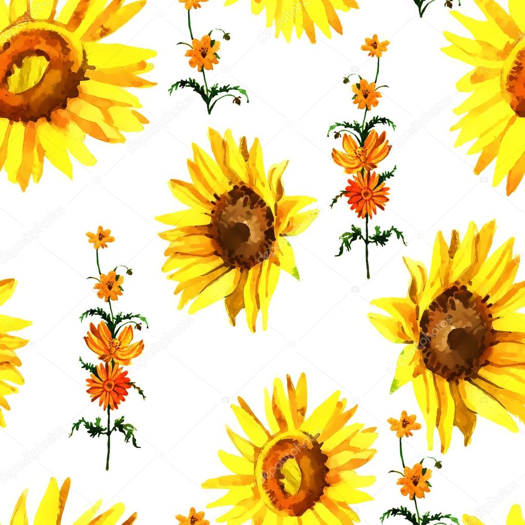 Watercolor sunflower pattern Stock Photo by ©Shat88 119349330