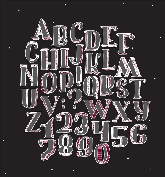 Hand drawn decorative alphabet in doodle creative stile, decorated with ...