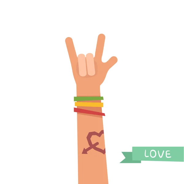 Hand With Hippy Friendship Bracelets Victory Sign Stock Vector Image