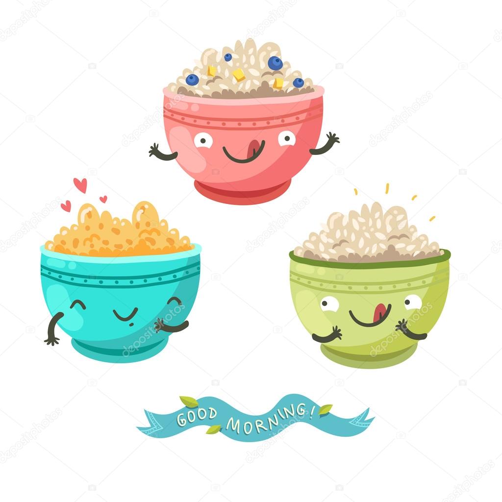 Cute porridge characters — Stock Vector © Creatarka #105373068