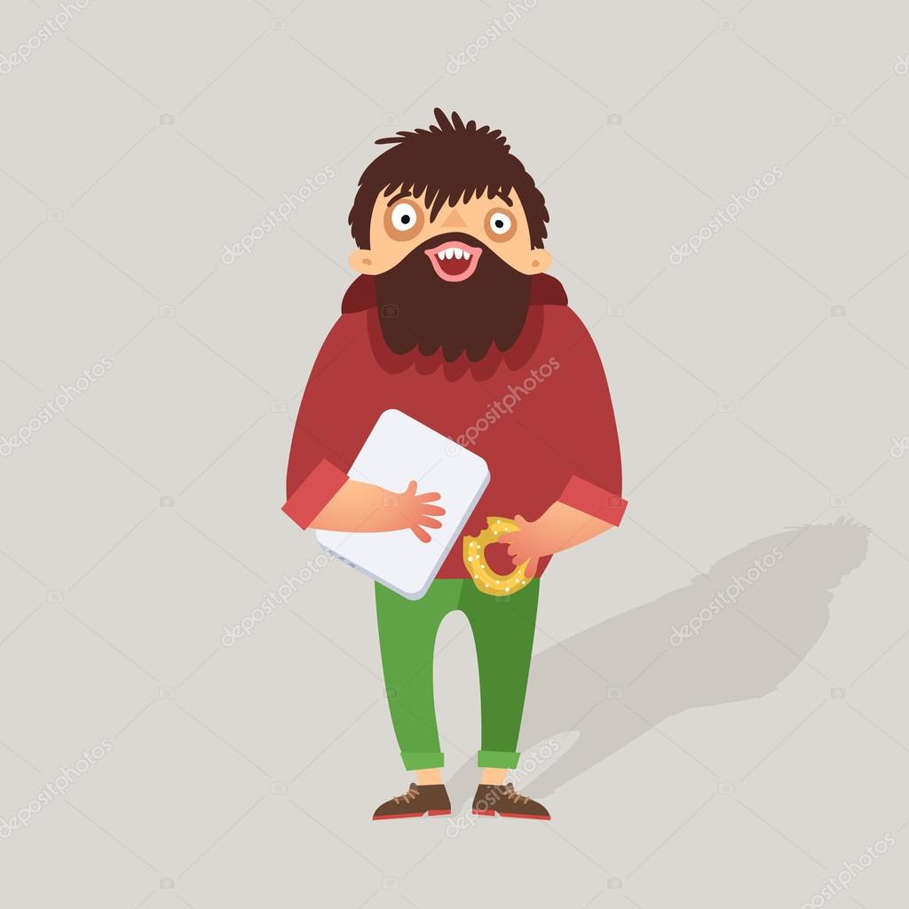 Programmer Holding Laptop Stock Vector Image By ©creatarka 105374064
