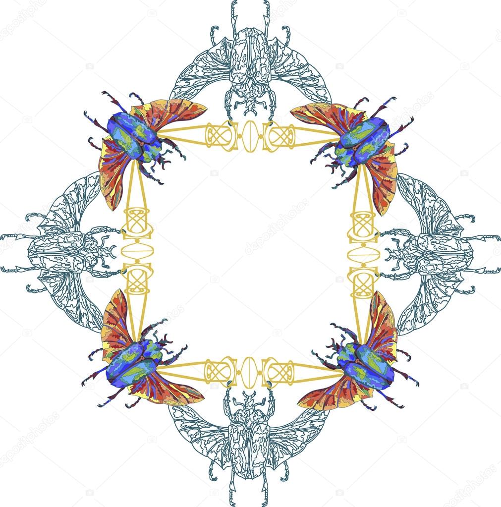 Decorative frame with exotic beetles. Vector Stock Vector Image by ...