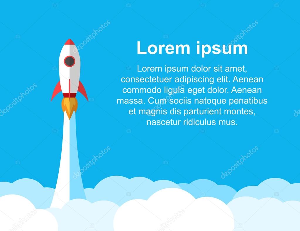 Rocket in the sky, business startup or launch illustration template ...