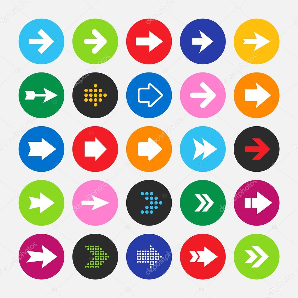 Arrow sign icon set in round shaped buttons — Stock Vector © Azamatovic ...