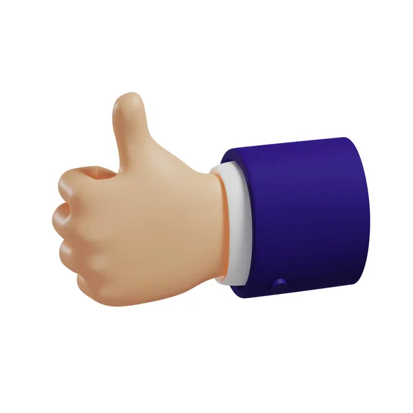 Cartoon Hand Dark Blue Sleeve Shows Thumb Light Skin Tone Stock Photo ...