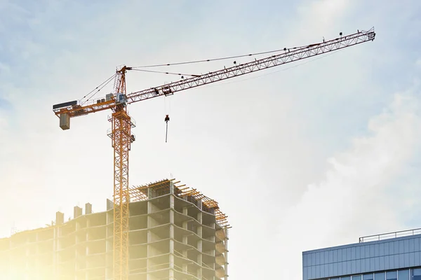 High Rise Construction Crane Front New Residential Complex Construction ...