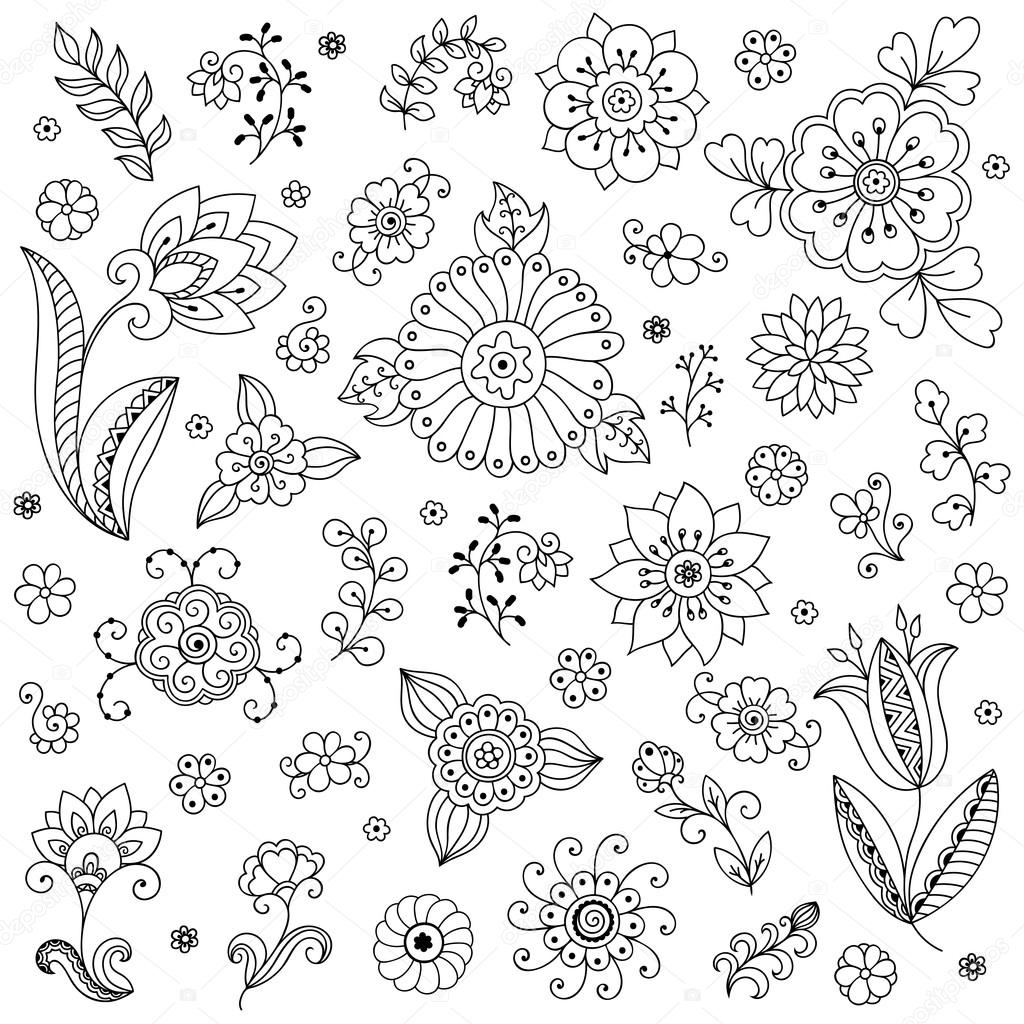 Vector flower pattern. Doodle style, spring floral background. Stock ...