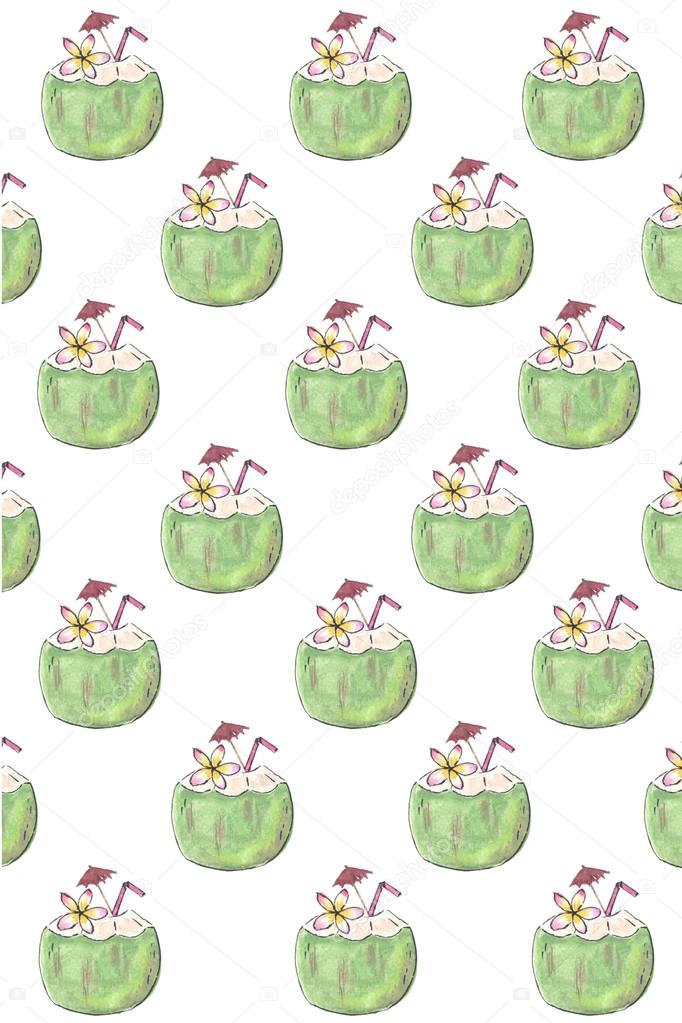 Coconut cocktail pattern — Stock Photo © maximleshkovich #106198592