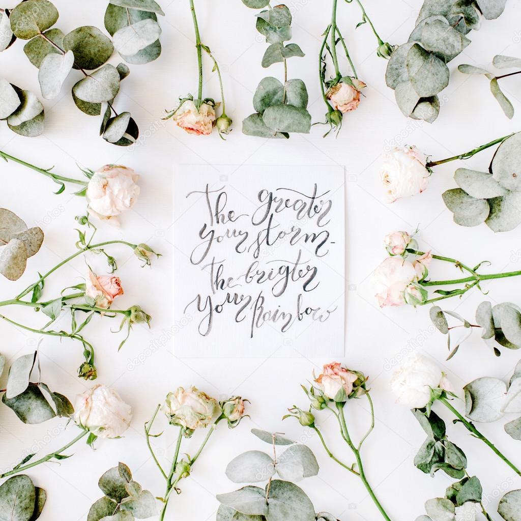 Calligraphy style on paper with pink roses Stock Photo by ...