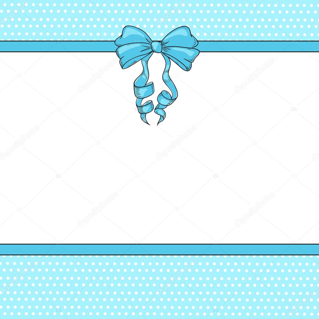 Card with a blue bow. Space for text. Stock Vector by ©hibou-sun 107985828