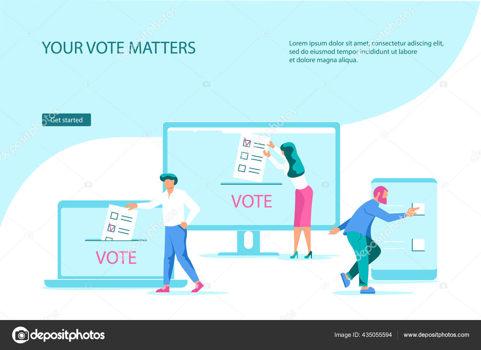 Landing webpage template of electronic voting Stock Vector Image by ...