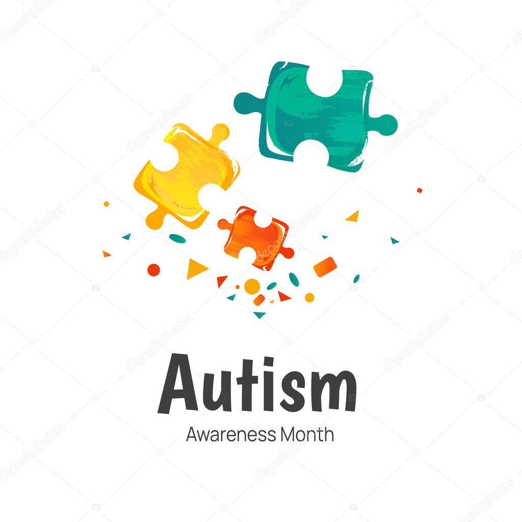 Banner para el Mes de Concientización del Autismo. Ilustración con ...