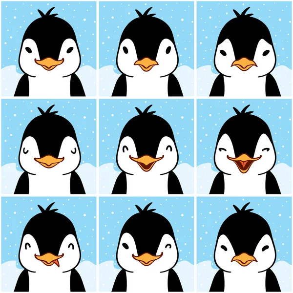 Penguin emotional head. Vector illustration of cute arctic bird shows ...