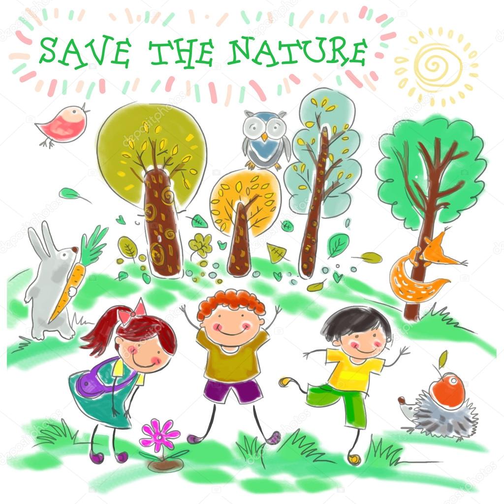 Save Nature Drawings Kids
