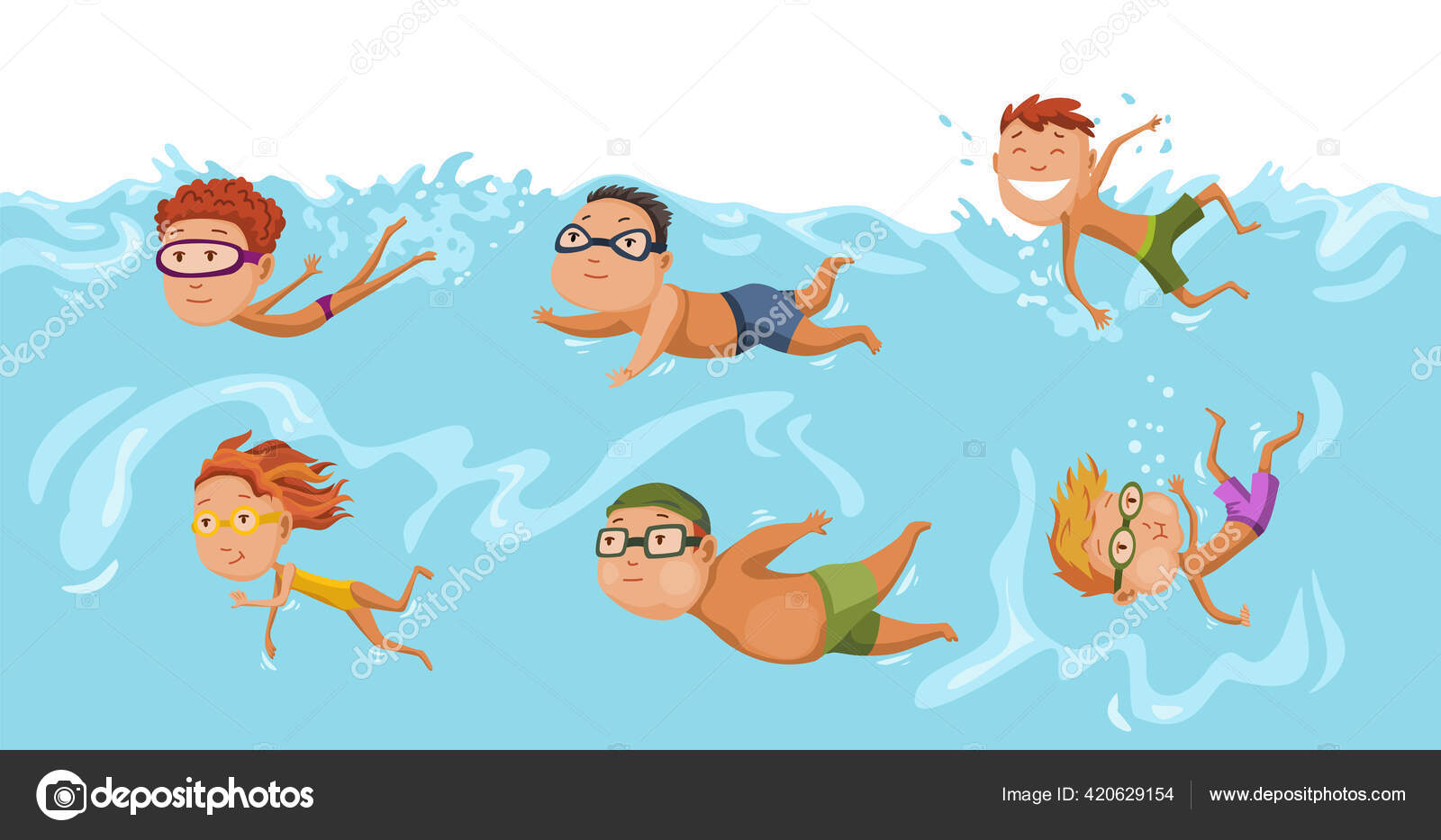 Children Swimming Animated
