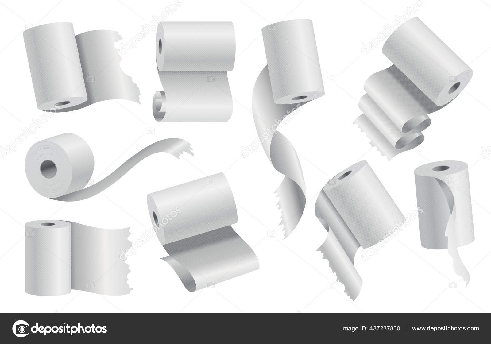 Kertas toilet yang realistis atau mockup templat gulungan handuk dapur ...