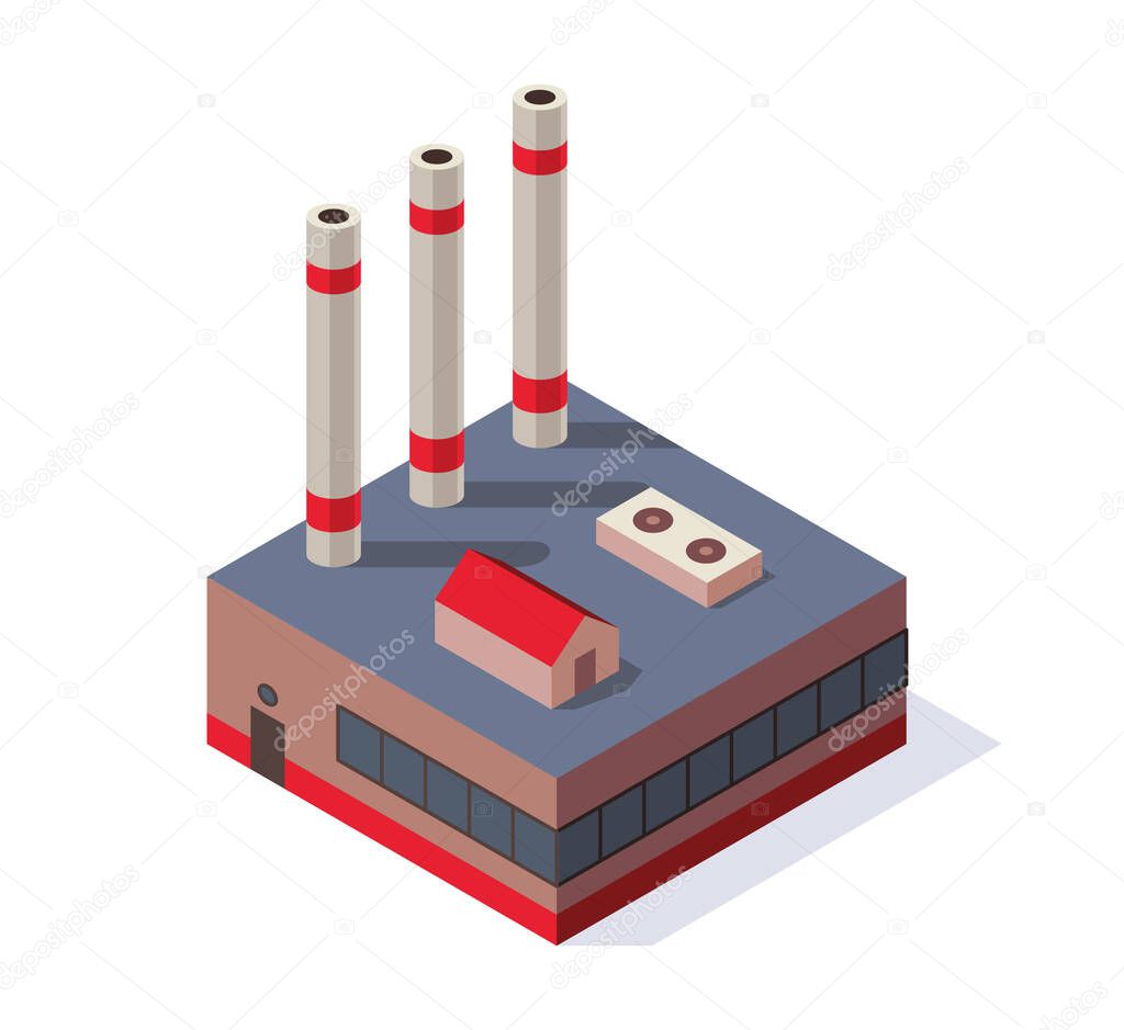 F brica isom trica. Arquitectura de fabrica vivienda. Concepto de planta de trabajo industrial ...