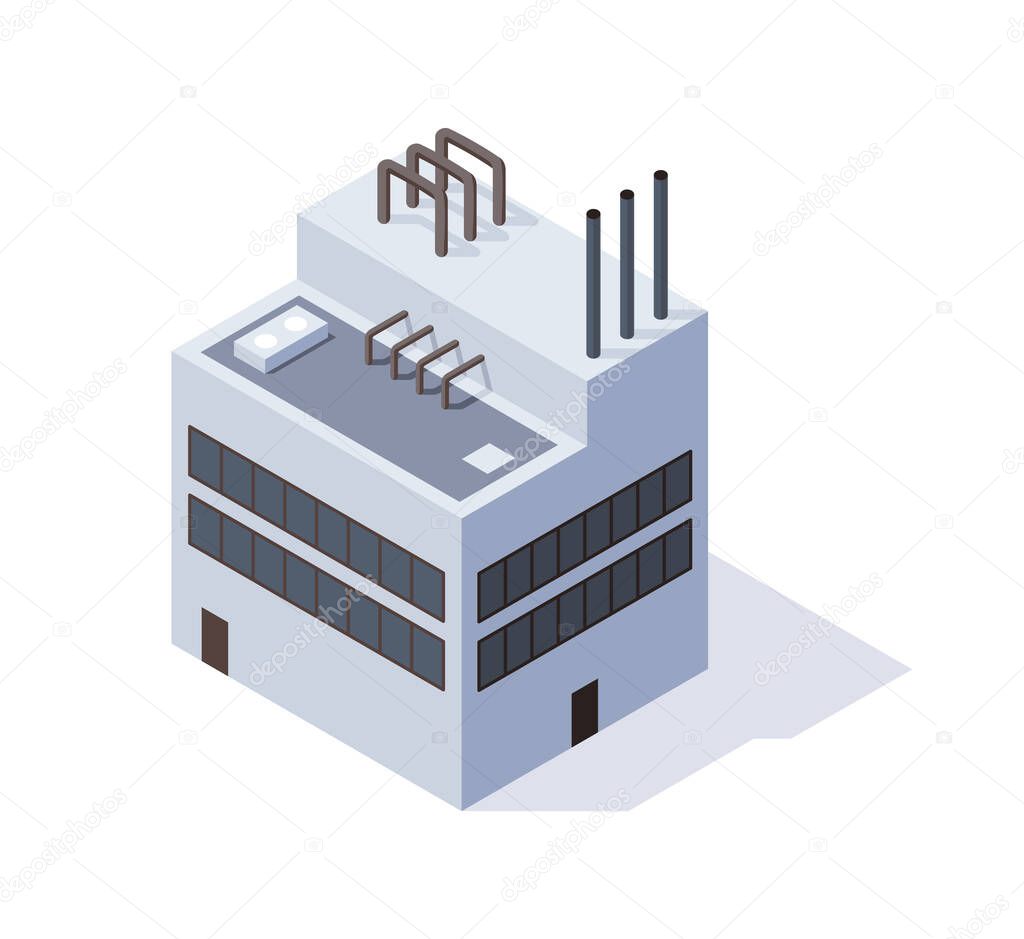 F brica isom trica. Arquitectura de fabrica vivienda. Concepto de planta de trabajo industrial ...
