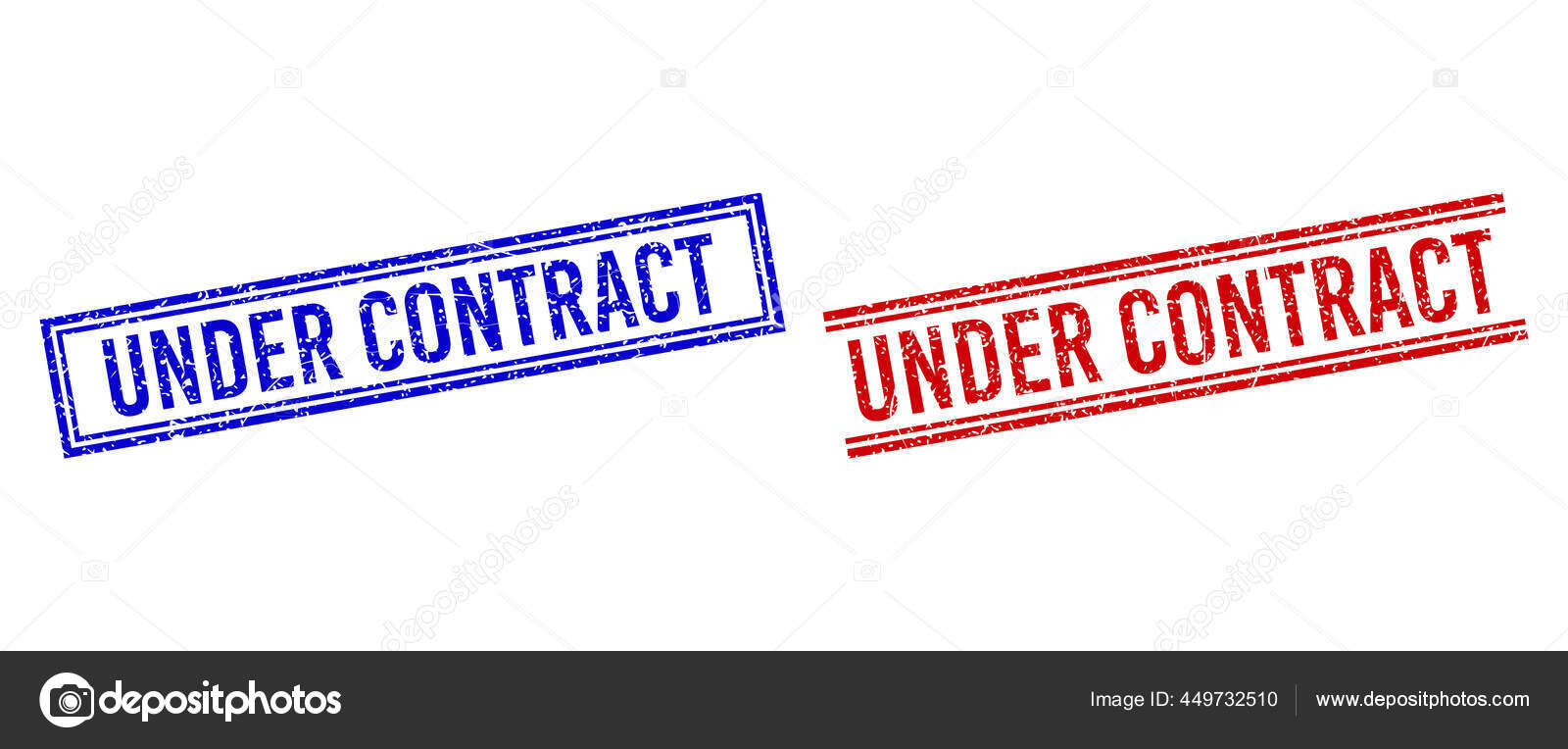 Scratched Textured UNDER CONTRACT Stamps with Double Lines Stock Vector ...