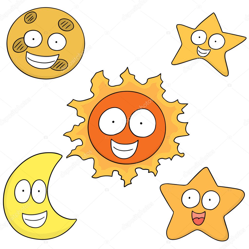 Vector set of sun, moon and star Stock Vector by ...