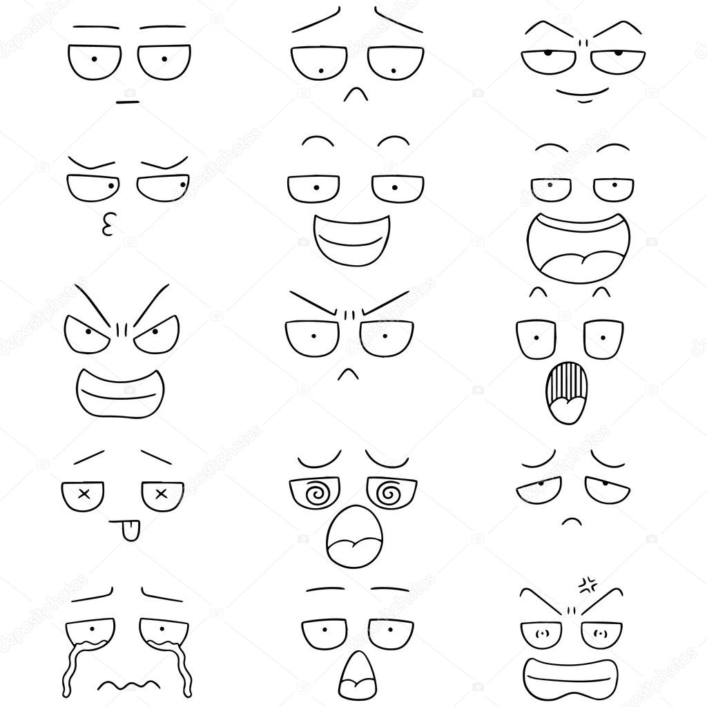 Conjunto vetorial de cara de desenho animado Vetor de ...