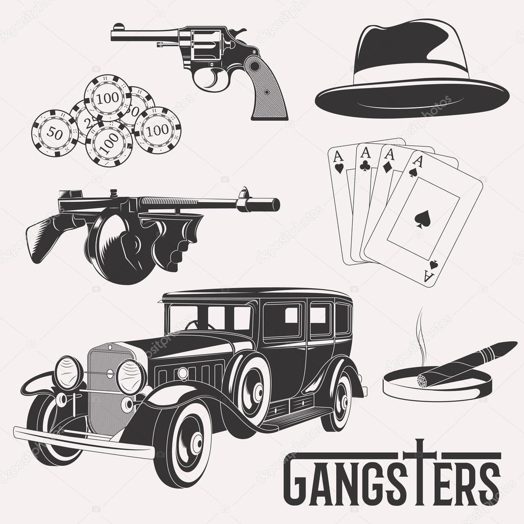 Vintage gangster set Stock Vector by ©aliakseizykau.gmail.com 105334540