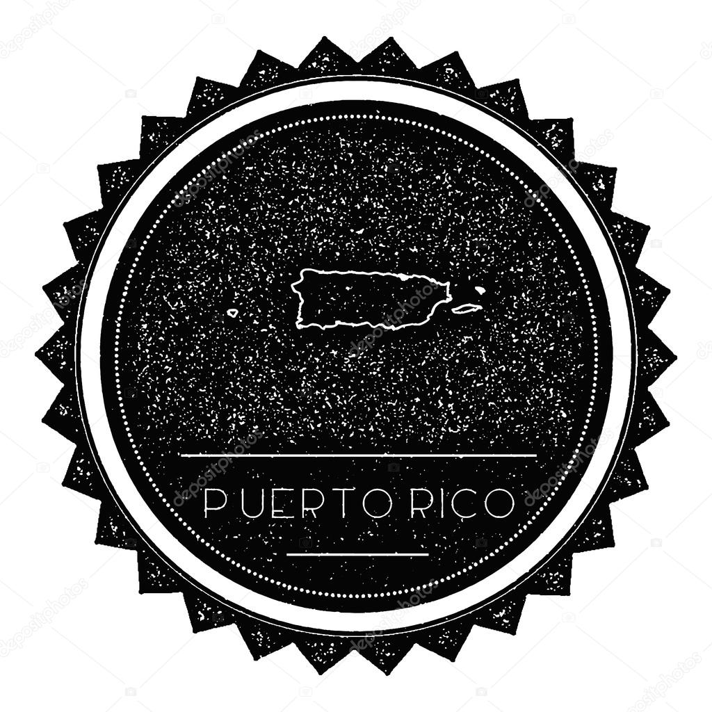 Puerto Rico Map Label with Retro Vintage Styled Design. — Stock Vector ...