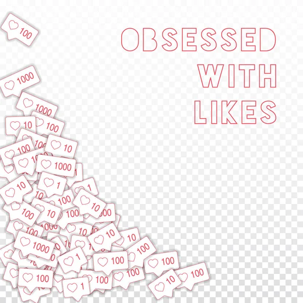 Social media icons. Obsessed with likes concept. Falling scattered ...