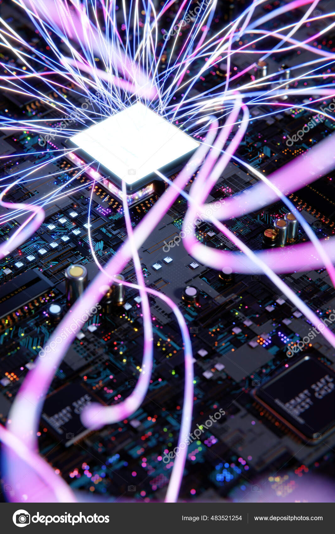 Smart Technology Circuit Board Aesthetic Intricate Wave Line Design Big ...