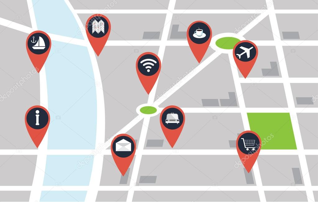 City map with pin Stock Vector Image by ©shmelyovalana.gmail.com #106025236